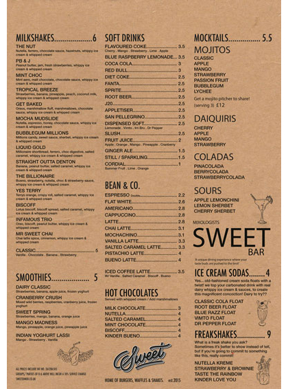 Menu – Sweet Diner